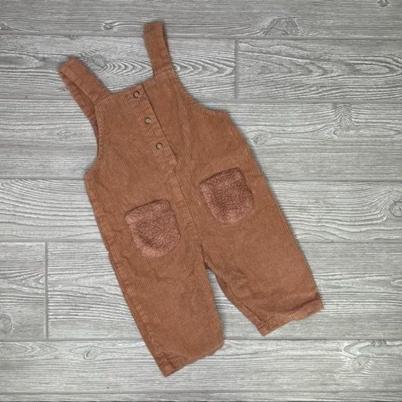 Zara | One Pieces | Zara Corduroy Brown Fluffy Pocket Overalls One ...